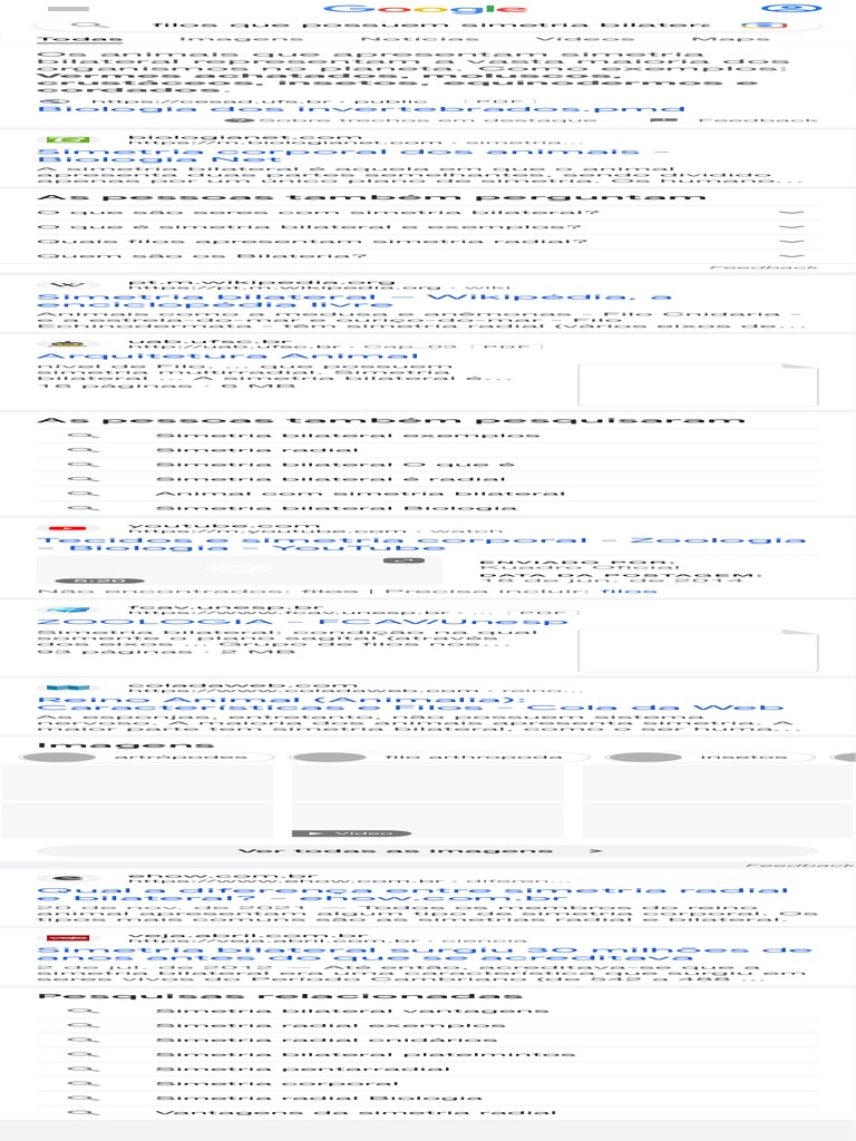 Filos Que Possuem Simetria Bilateral - Pesquisa Google | PDF | Organismos | Biologia
