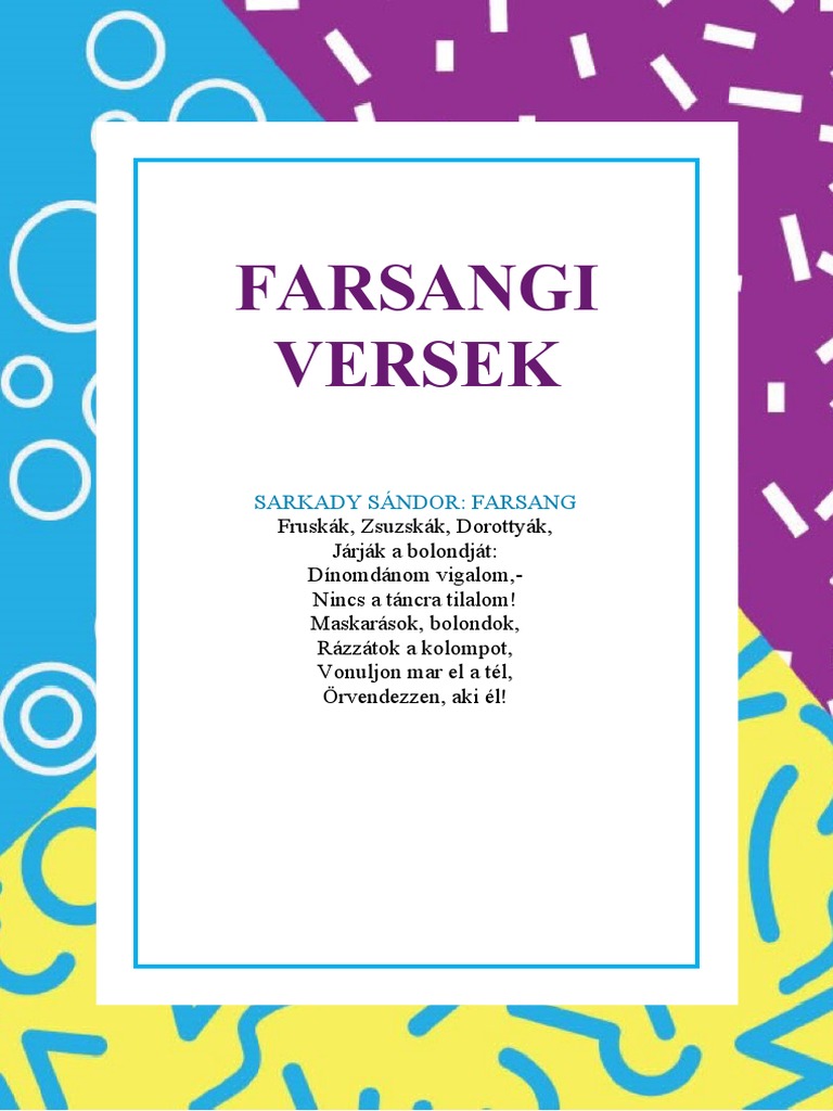 Farsangi Versek Ovisoknak | PDF