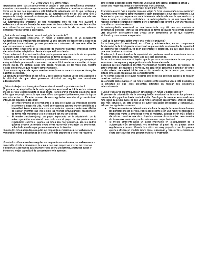 Autorregulo Mis Emociones2 Pdf Las Emociones Autorregulación