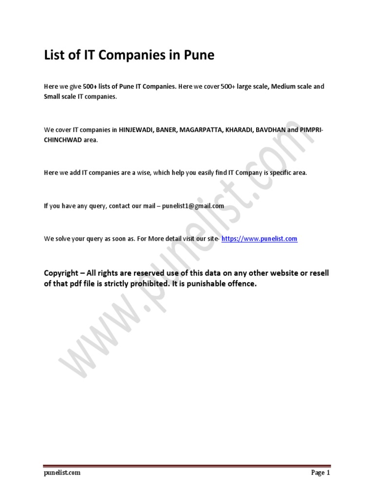 List-of-IT-Companies-in-Pune | PDF | Companies