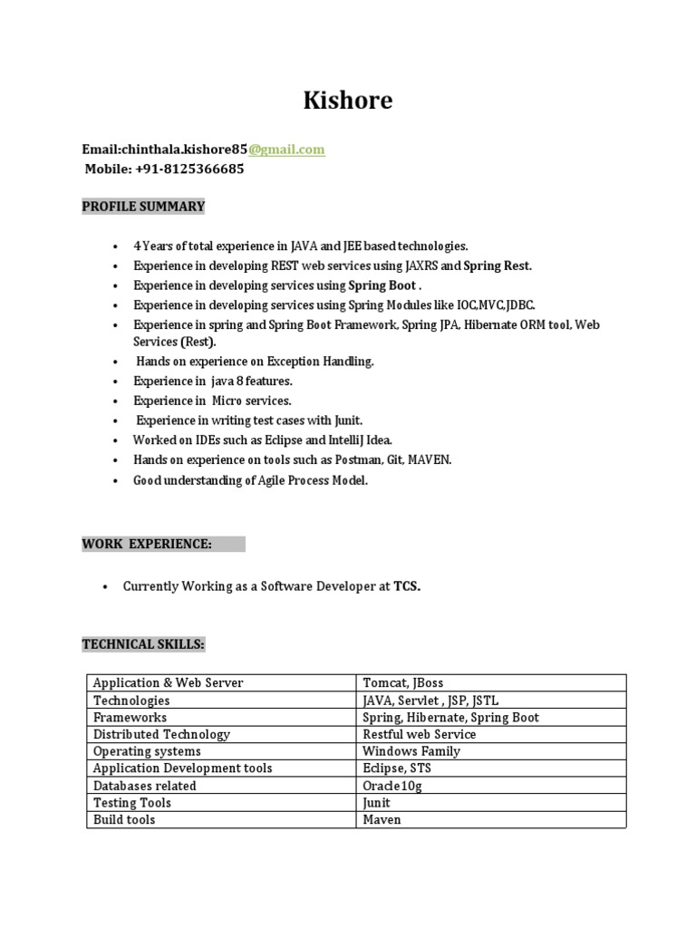 Naukri Kishore (4y 0m) | PDF | Spring Framework | Representational ...