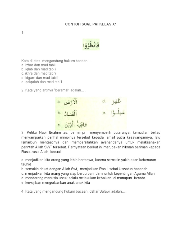 Contoh Soal Pai Kls x1 | PDF
