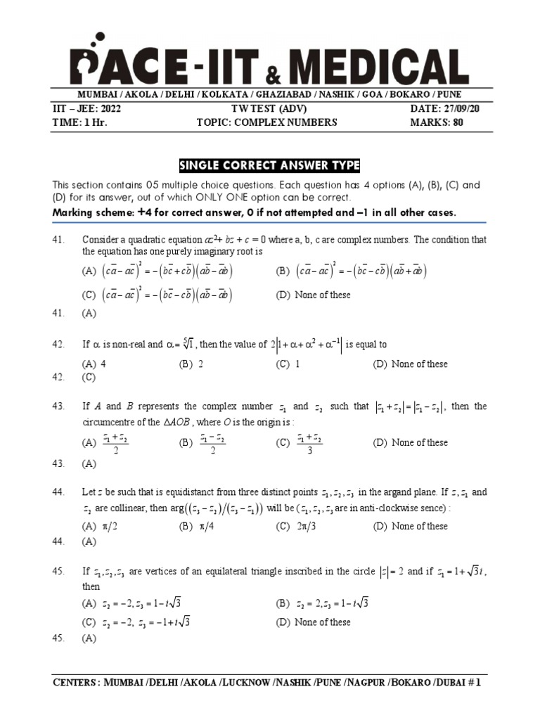 Complex Numbers Question Paper Pdf Complex Number Numbers