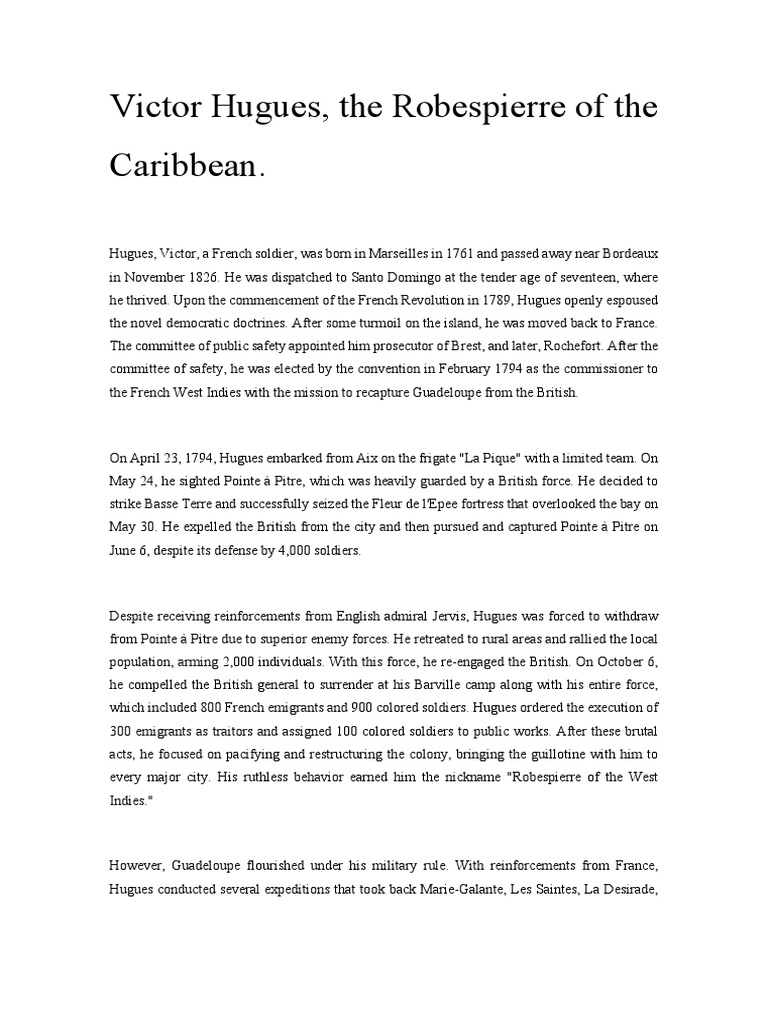 Victor Hugues: Guadeloupe's Robespierre | PDF | France | Privateer