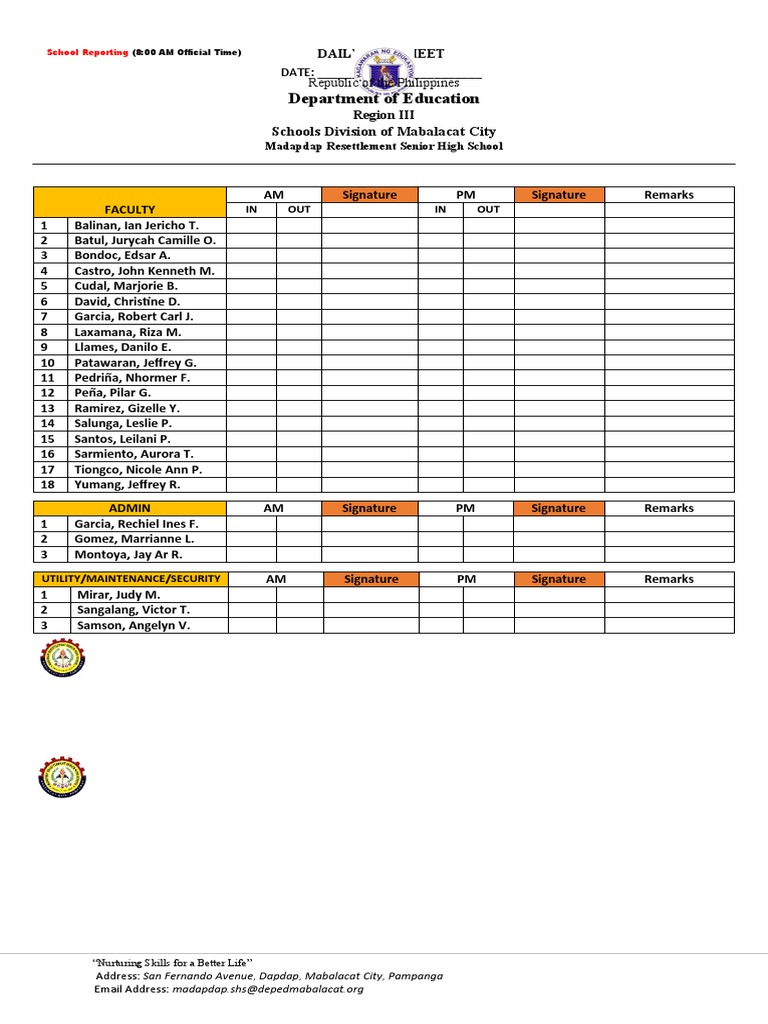Daily Log Sheet | PDF