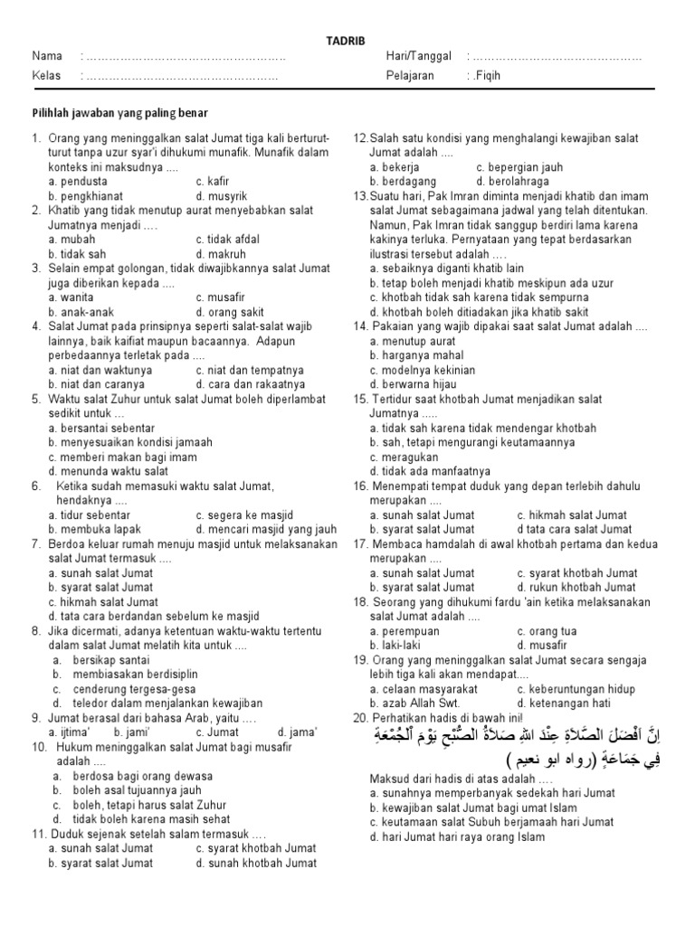 Soal Tadrib Sholat Jum'at | PDF