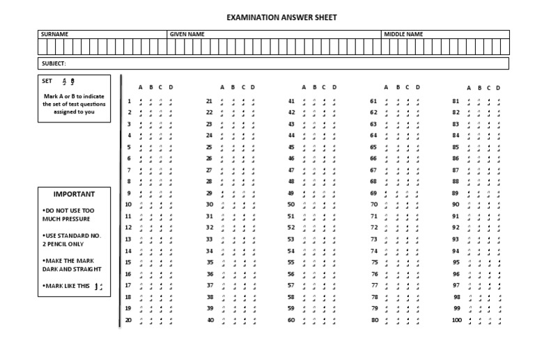 Board Exam Answer Sheet | PDF Board Exam Answer Sheet | PDF