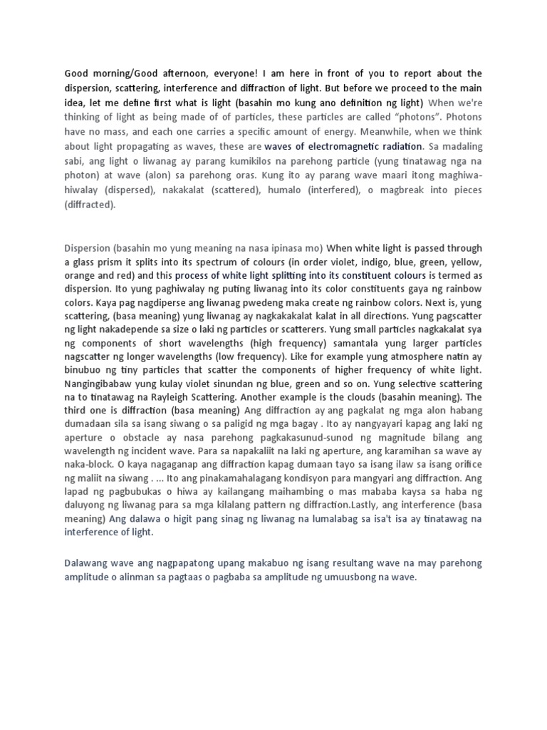 Light Behavior: Dispersion, Scattering, Diffraction | PDF