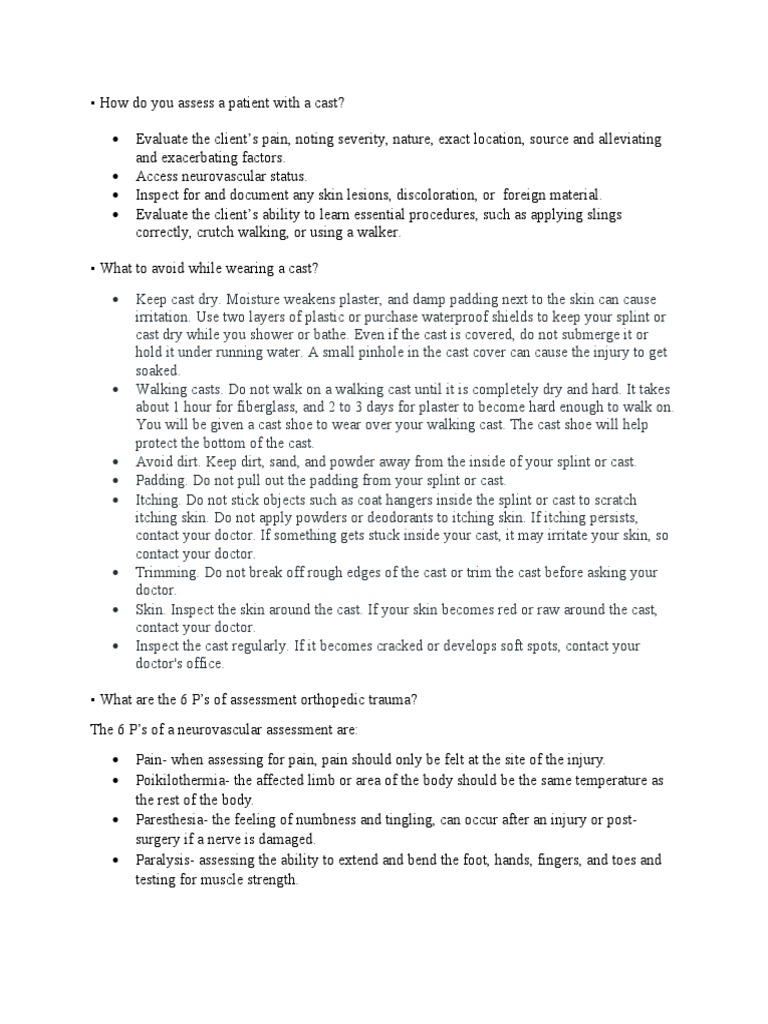 Patient Care: Cast Assessment & Transfer Tips | PDF | Injury | Foot