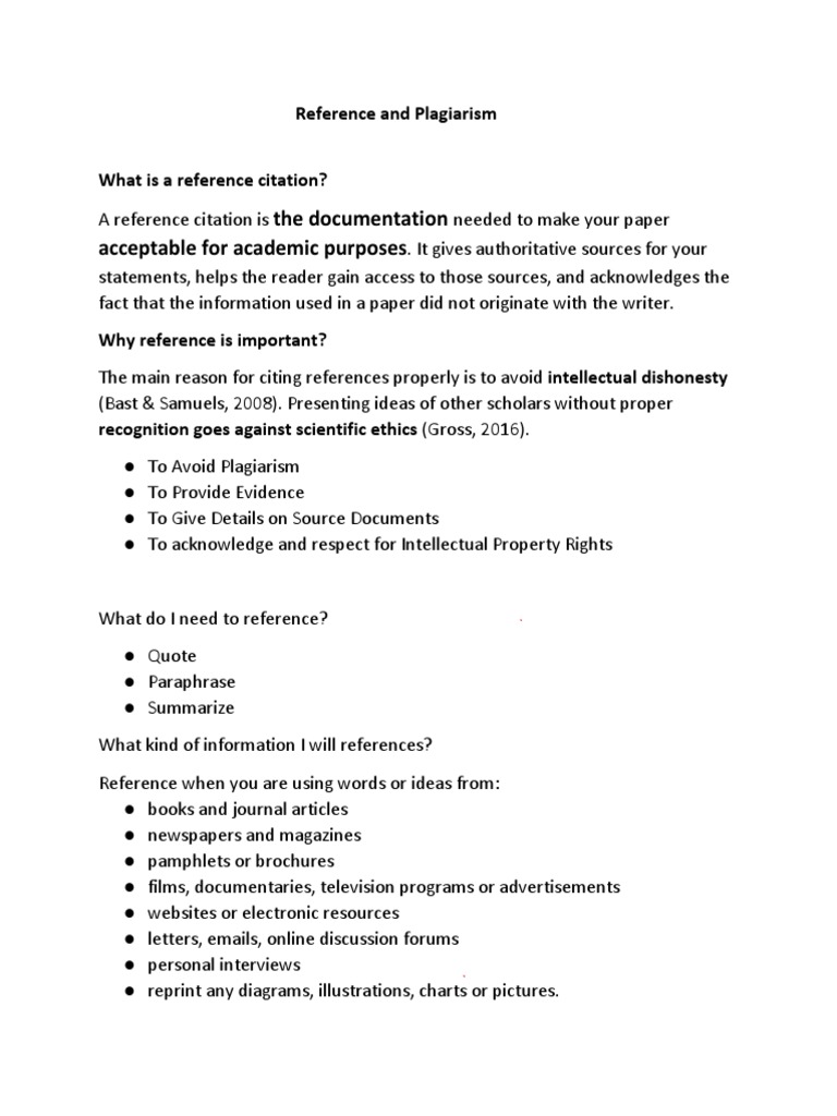 Reference and Plagiarism Explained | PDF | Plagiarism | Citation