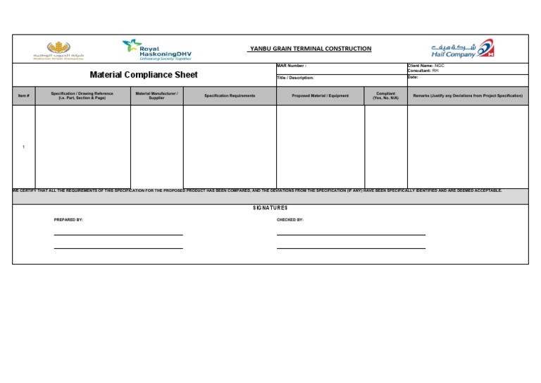 Compliance Sheet Format | PDF