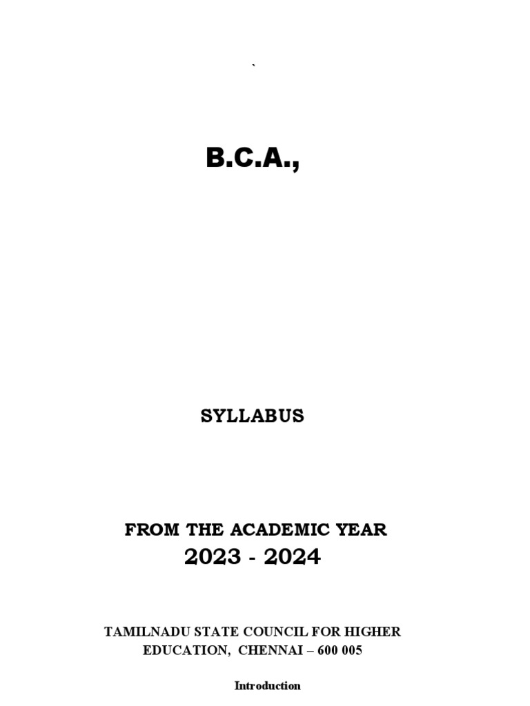 BCA Syllabus 2023-2024 Tamil Nadu | PDF | Programming | Computer Program