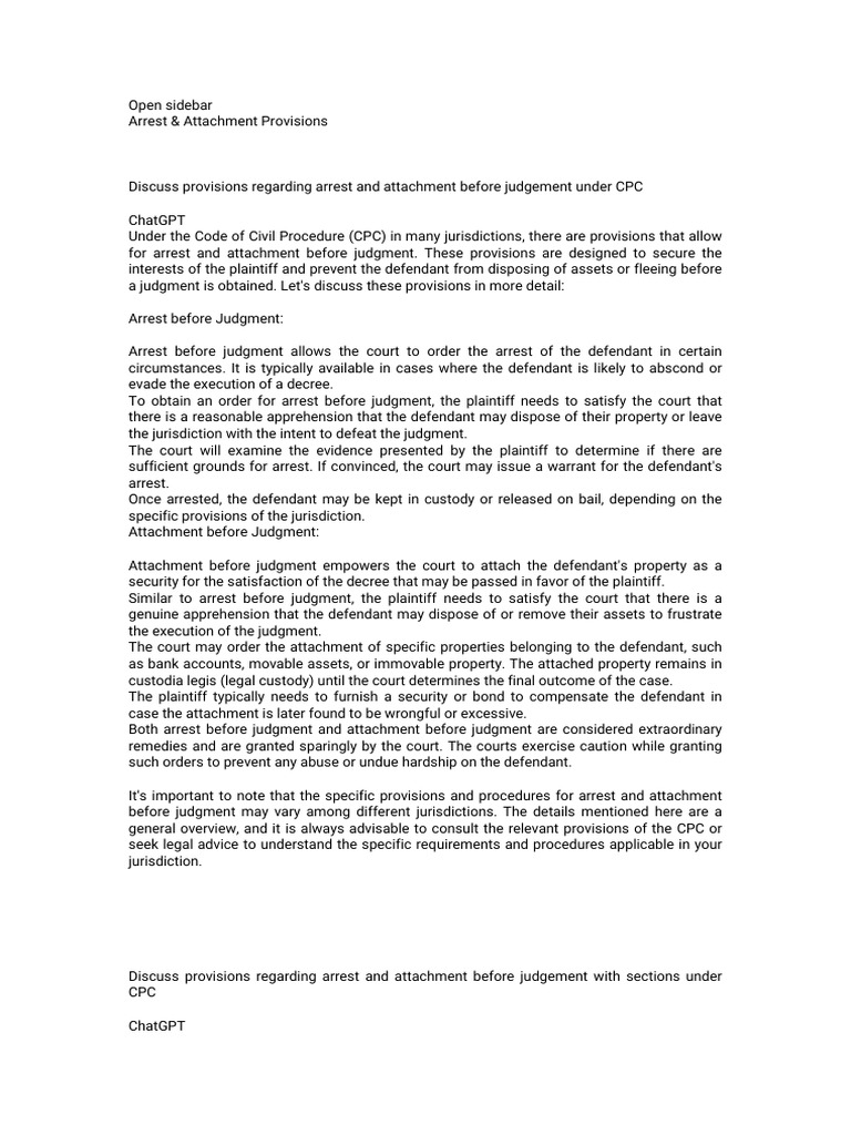 Arrest and Attachment | PDF | Judgment (Law) | Arrest