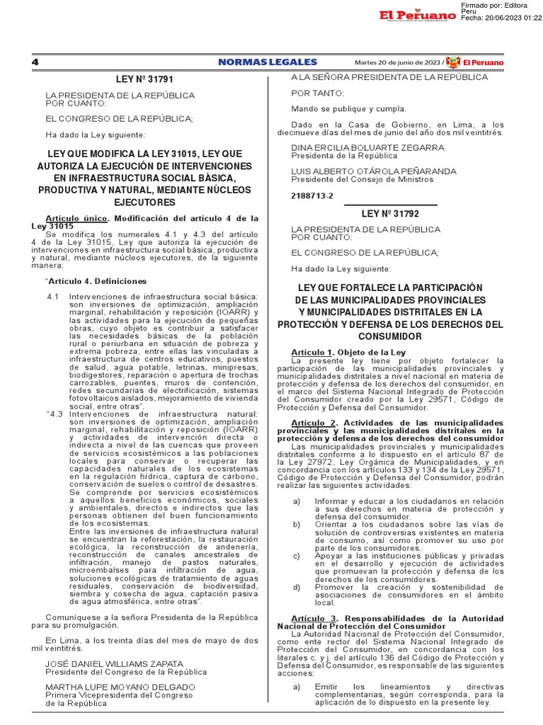 Ley Que Fortalece La Participacion de Las Municipalidades Pr Ley n 31792 2188713 3 | PDF ...