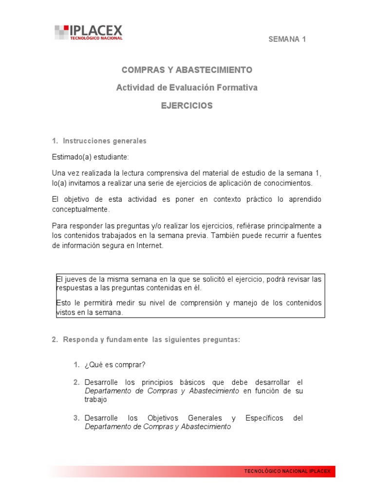 Ejercicios Compra y Abastecimiento Semana 1 | PDF
