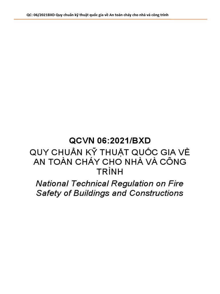 QC 06-2021-BXD - QUY CHUẨN KỸ THUẬT QUỐC GIA VỀ AN TOÀN CHÁY CHO NHÀ VÀ CÔNG TRÌNH | PDF