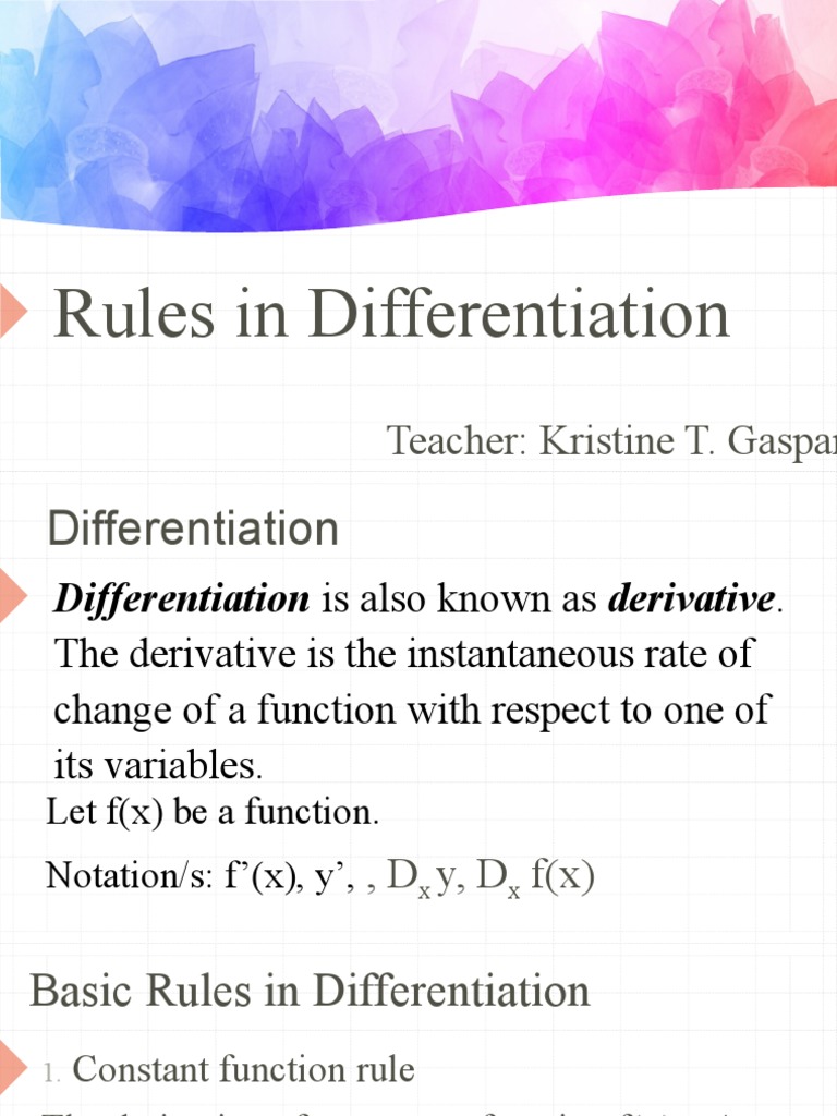 Rules in Differentiation | PDF