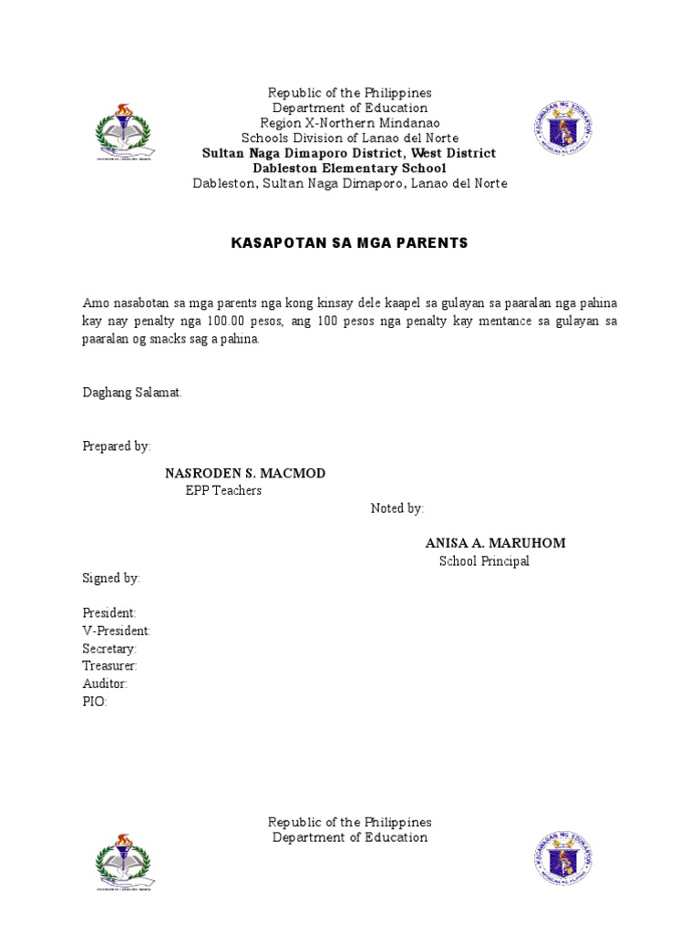 Kasabotan and Attendance | PDF