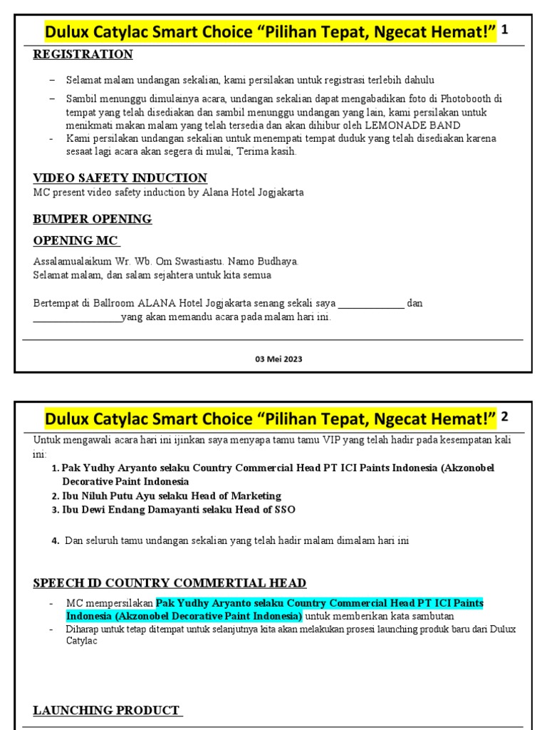 REV1 - Q - Card MC Dulux Launching ALANA JOGJA | PDF | Bisnis | Seni