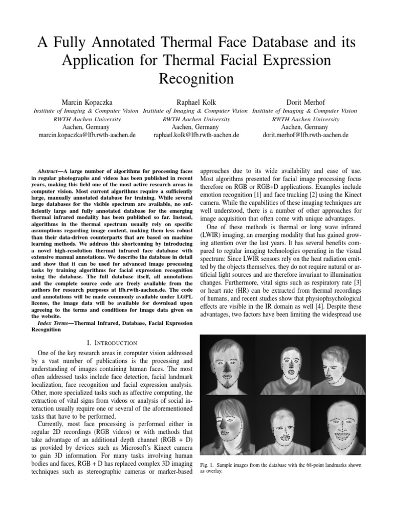A Fully Annotated Thermal Face Database | PDF