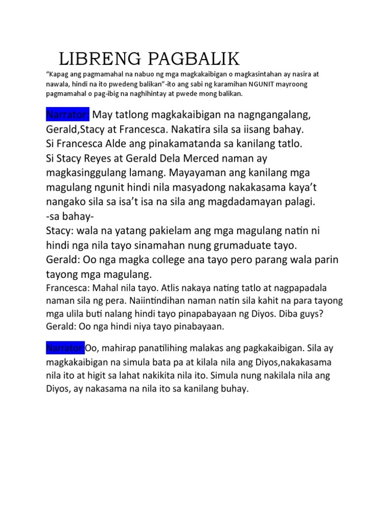 Libreng Pagbalik Script | PDF