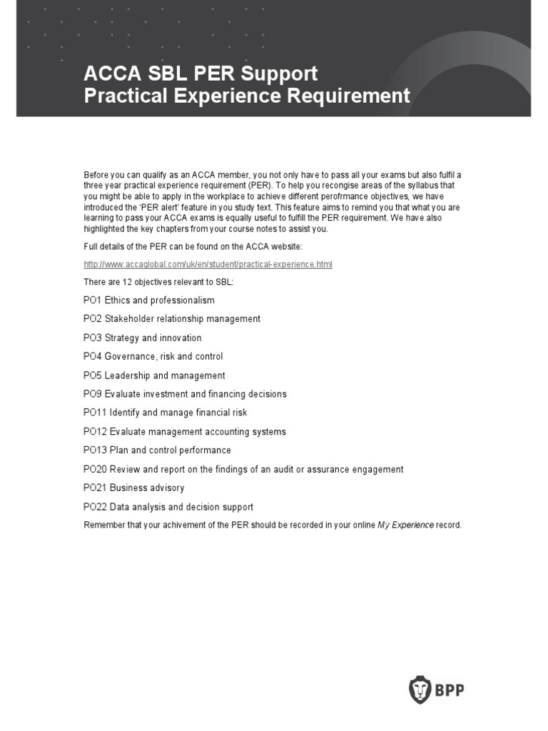 ACCA SBL PER Support | Download Free PDF | Risk | Strategic Management