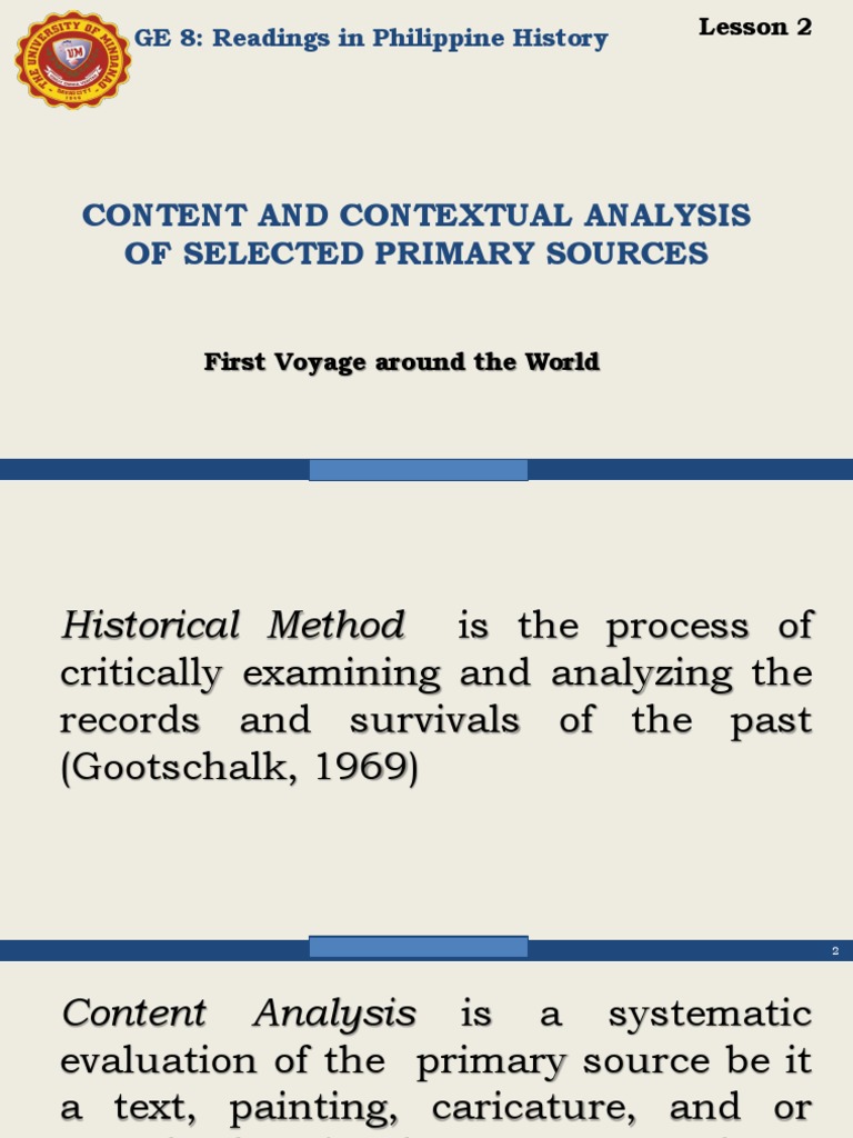 Lesson 2 Content and Contextual Analysis of Primary Sources-1 | PDF