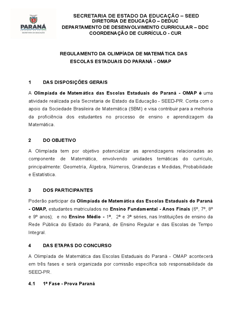 Regulamento OMAP 2023 | PDF