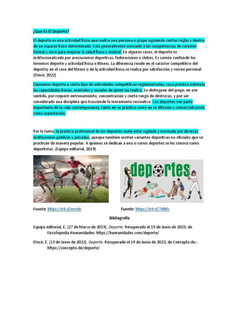 Definición y Concepto de Deporte | PDF | Crecimiento personal y ...