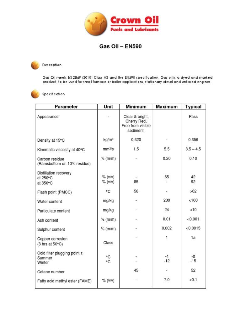 Gas Oil En590 091215 | PDF | Diesel Fuel | Chemical Substances