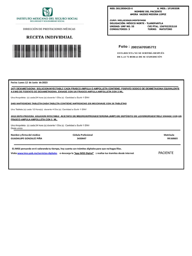 Receta Imss Editable | PDF