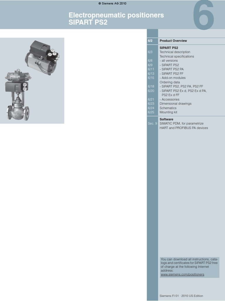 Electropneumatic Positioners Sipart Ps2 | PDF | Valve | Actuator