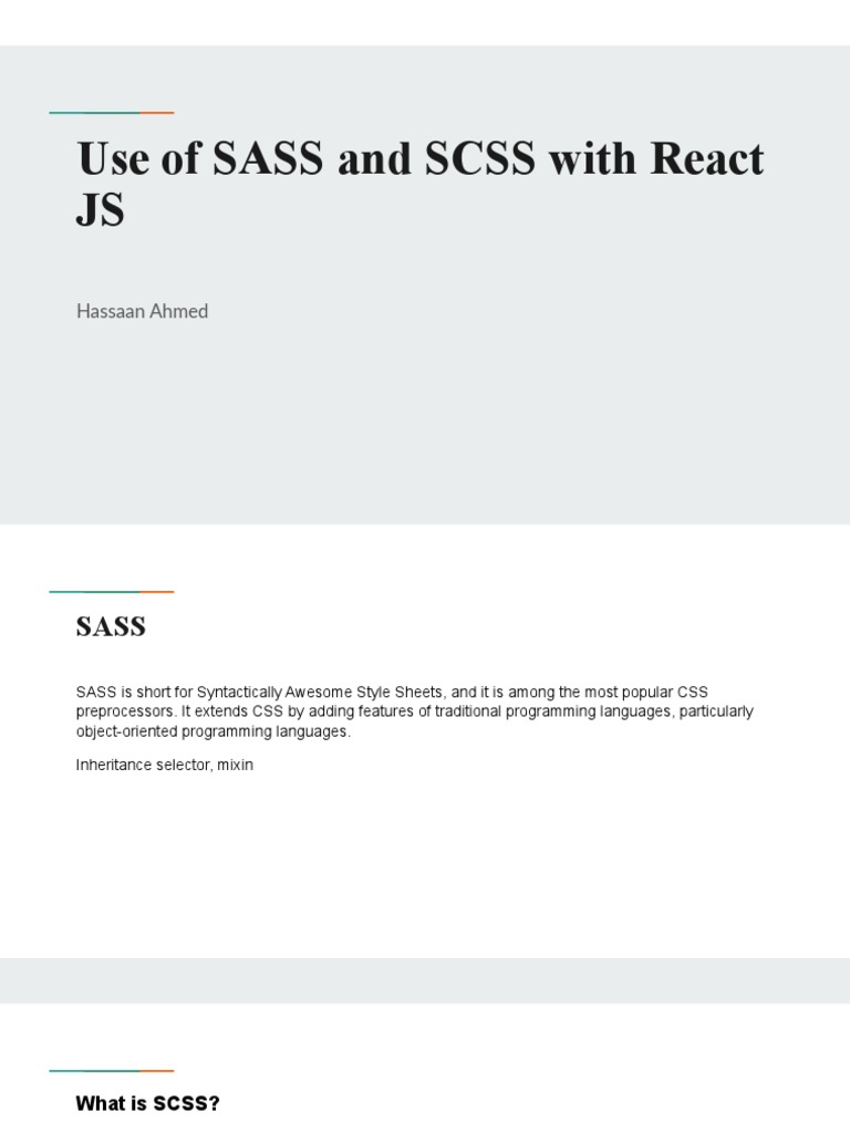 Use of SASS and SCSS With React JS | PDF Use of SASS and SCSS With React JS | PDF