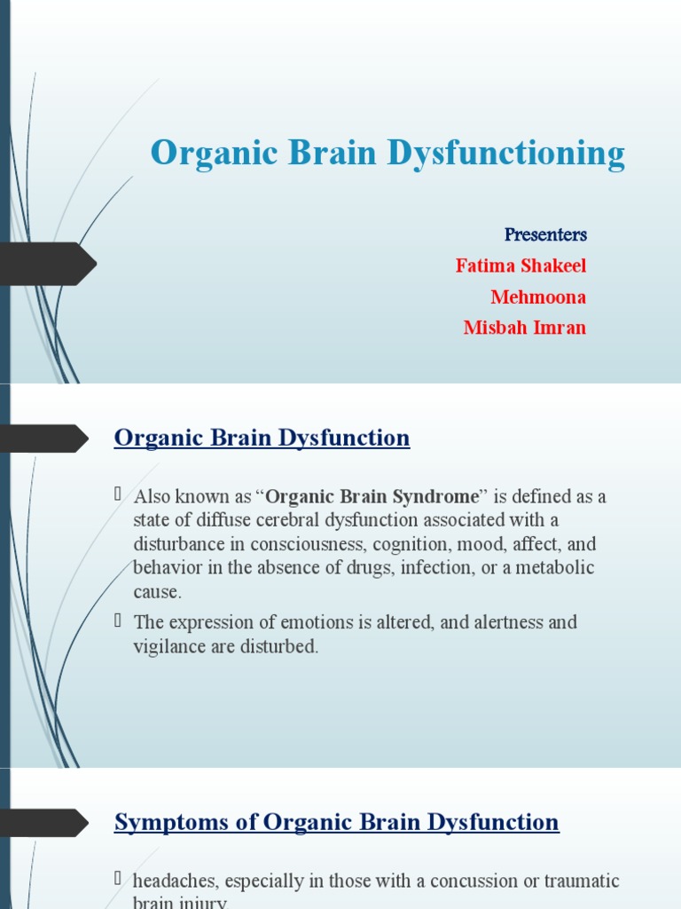 Understanding Organic Brain Dysfunction | PDF | Dementia | Delusion