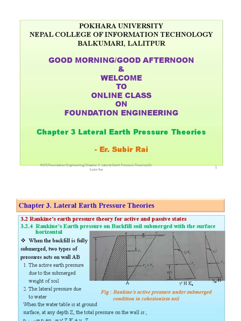 3-3.2.4-3.2.5 Rankine's Earth Pressure On Submerged Backfill and Surcharge | PDF | Geotechnical ...