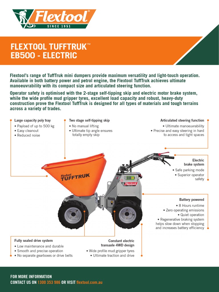 Data Sheet Flextool Tufftruk Eb500 Electric v4 0 | PDF | Tire | Brake