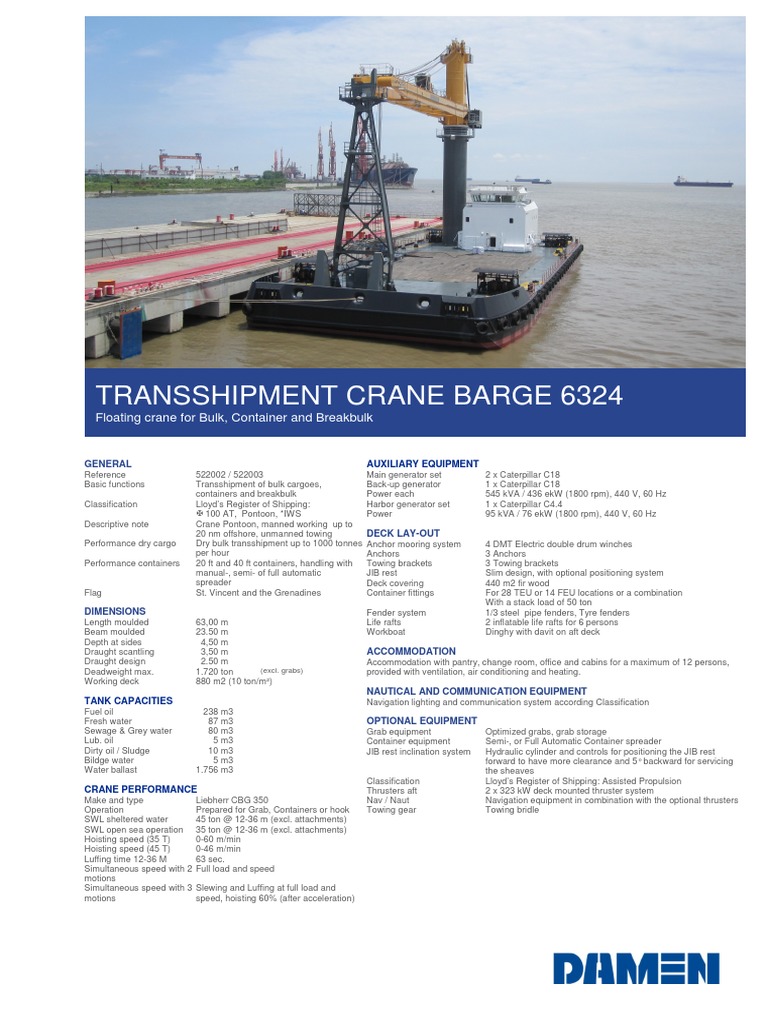 Product Sheet Damen Transshipment Crane Barge 6324 Yn522002 Stock 12 ...