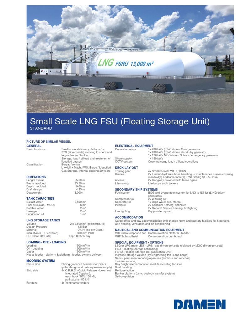 Product Sheet Damen Floating Storage Unit lng13000 09 2017 | PDF