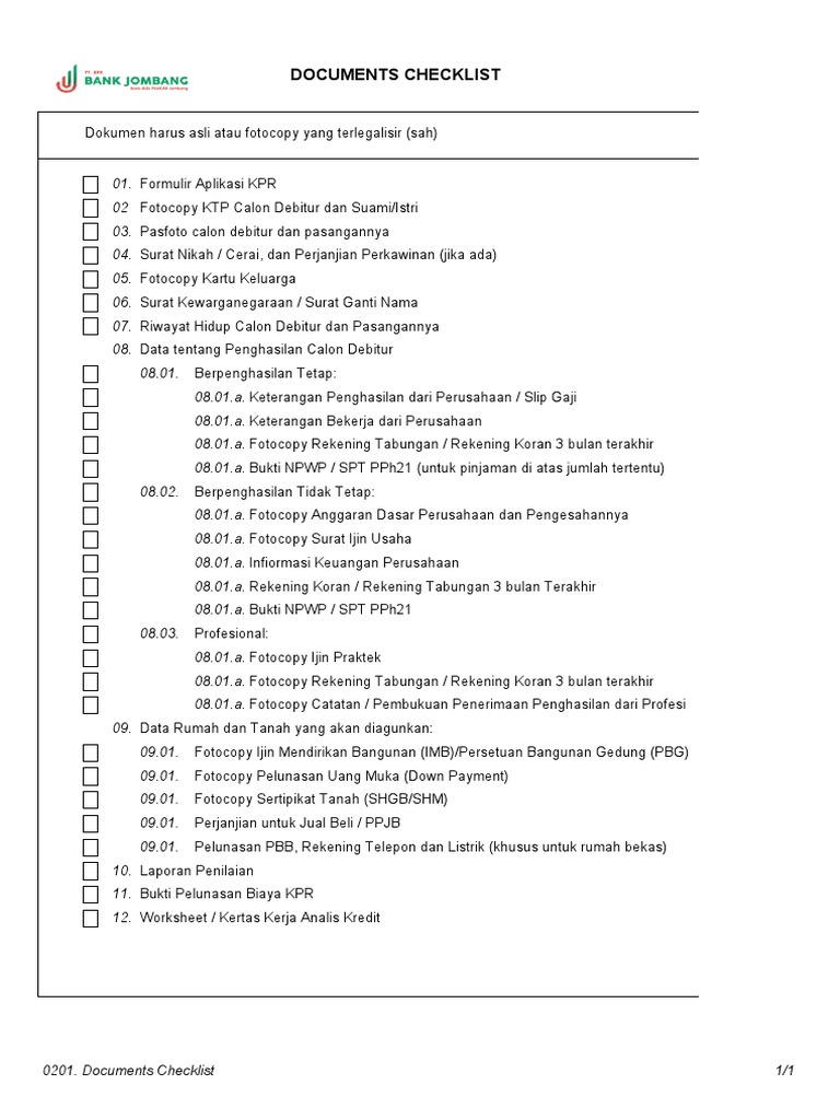 01- KPR Documents Checklist-1 | PDF