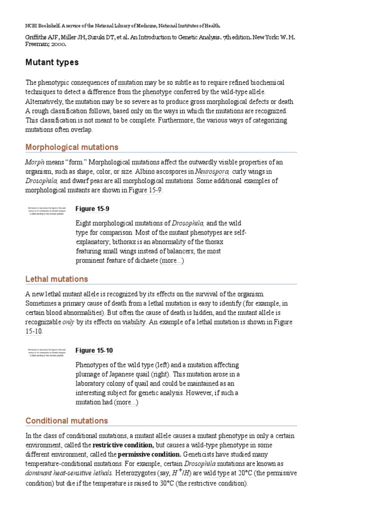 Mutant Types - An Introduction To Genetic Analysis - NCBI Bookshelf ...