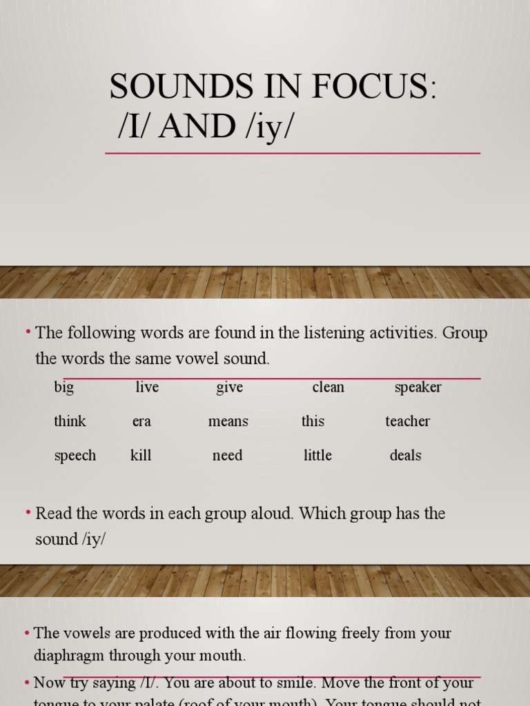 Distinguishing Vowel Sounds /I/ and /iy/ | PDF