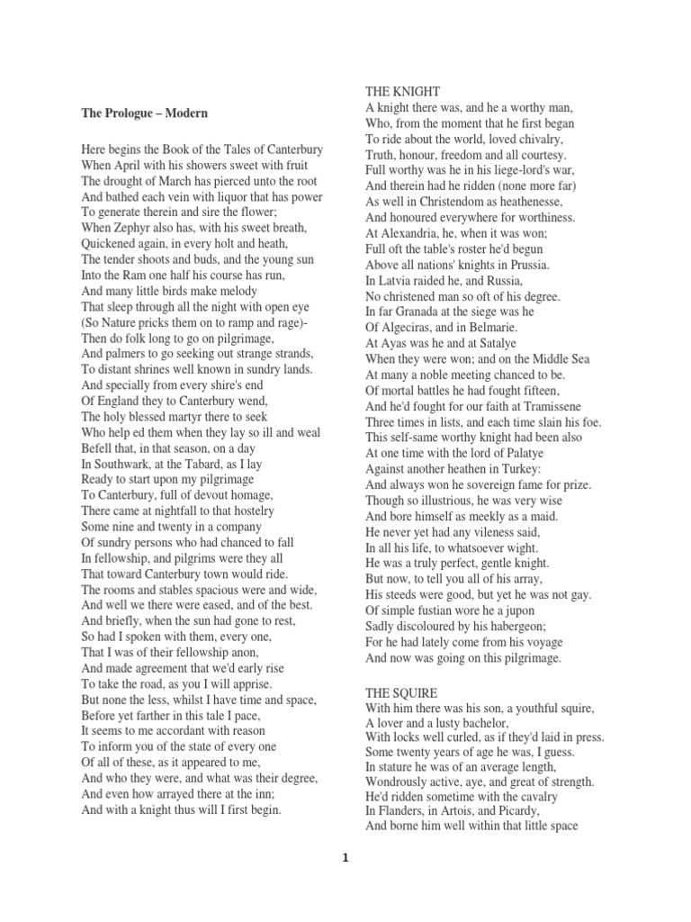 Canterbury Tales Prologue | PDF | Poetry