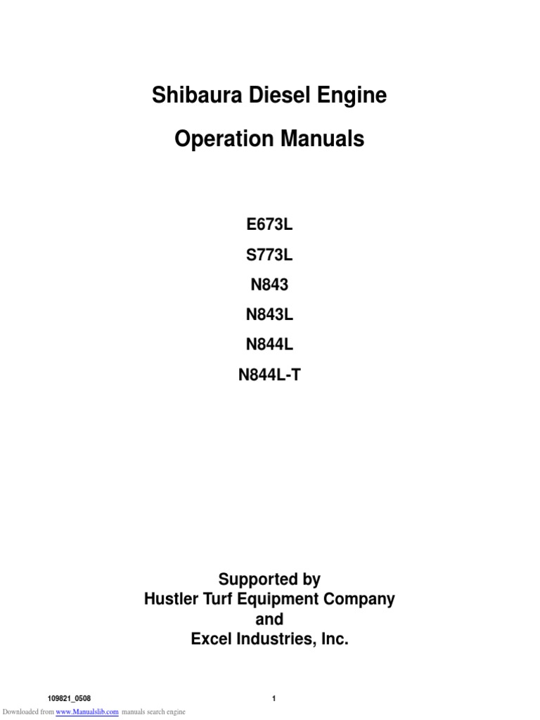 Shibaura Diesel Engine Operation Manuals: E673L S773L N843 N843L N844L N844L-T | PDF | Motor Oil ...