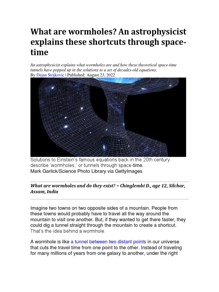 Wormholes Aticle | Download Free PDF | Gravity | Universe