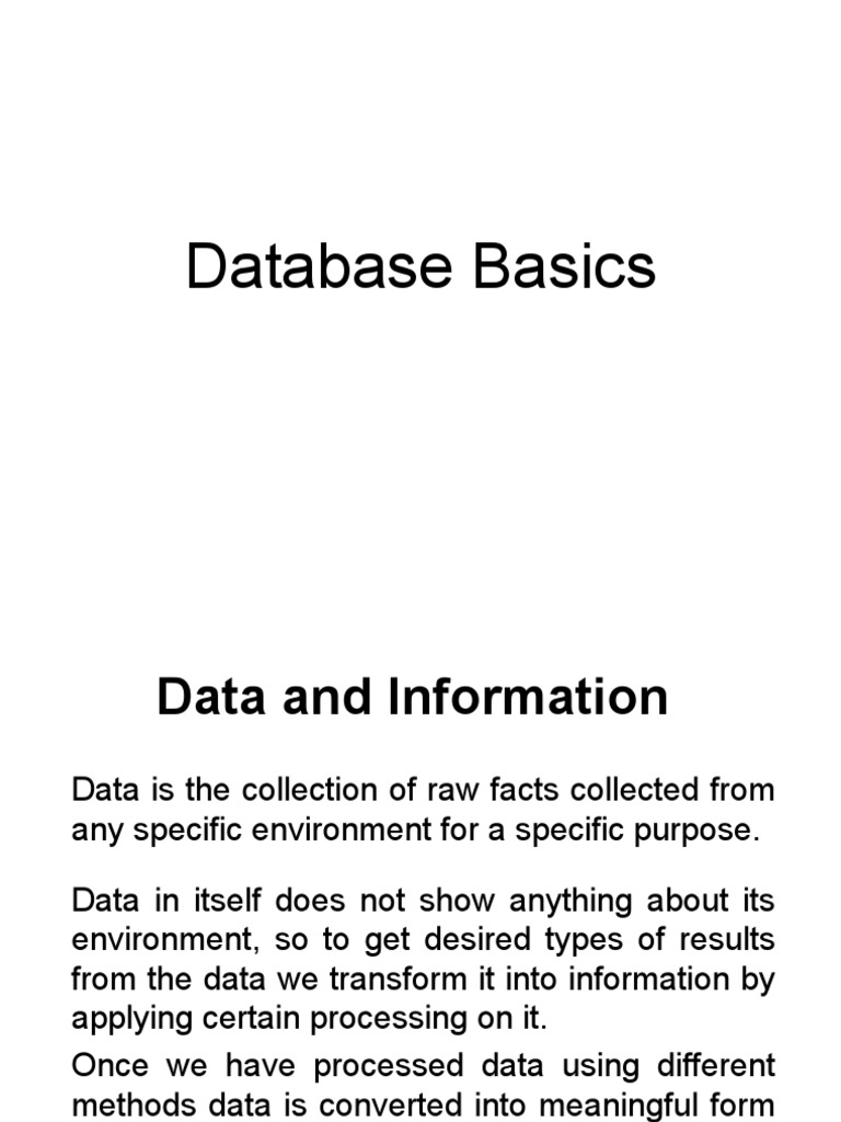 Lesson 1 Database Basics | PDF | Databases | Backup