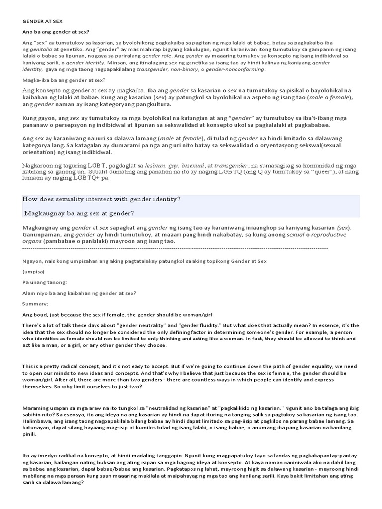Gender at Sex | PDF