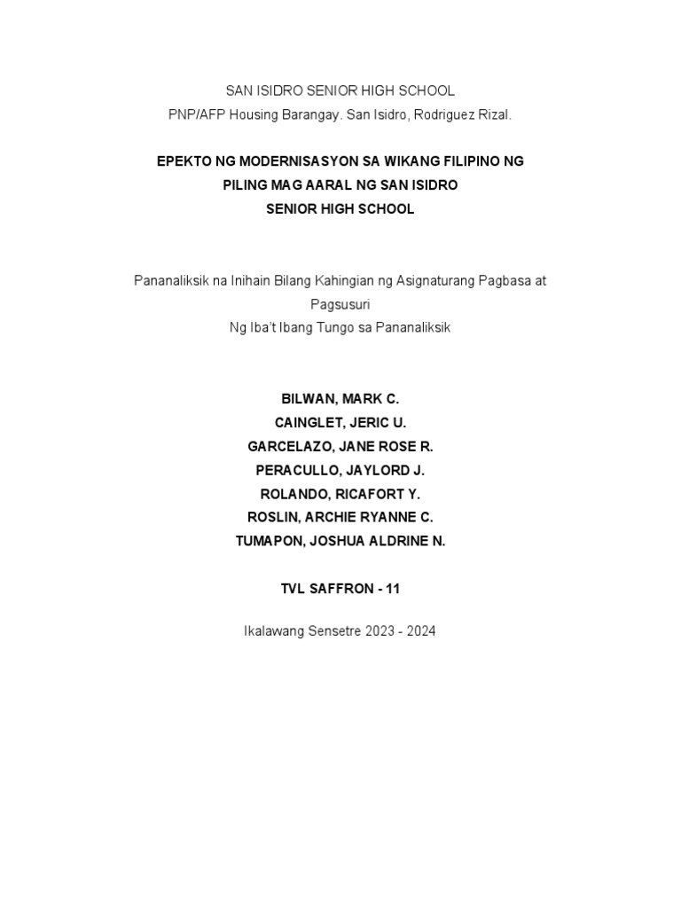 San Isidro Senior High School | PDF