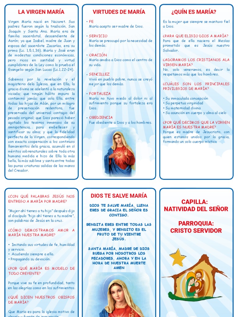 Triptico Virgen Maria | PDF | María, madre de Jesús | Creencia religiosa y doctrina