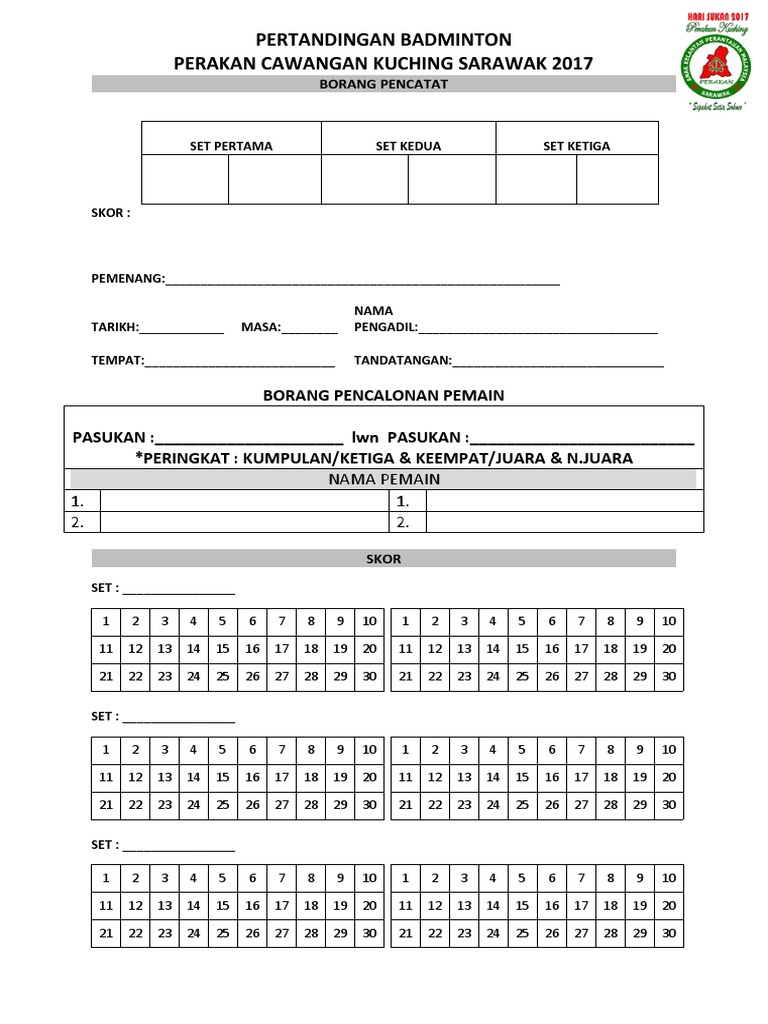 Format dan Skor Pertandingan Badminton | PDF | Metode & Bahan Ajar ...