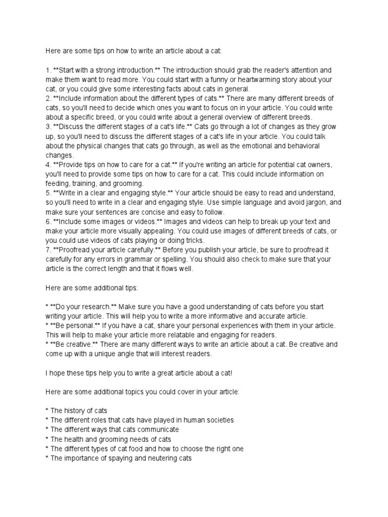 Writing Engaging Cat Articles | PDF | Cats | Proofreading